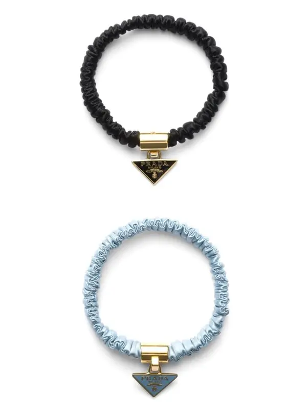 Prada Black and Gold Triangle Logo Hair Tie 23031449_53113722_1000.jpg main image 3