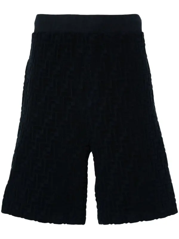 Fendi Ff-motif Terry Bermuda Shorts - Blue