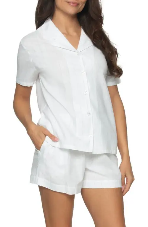 Felina Mirielle Short Pajamas - White Grey Stripe