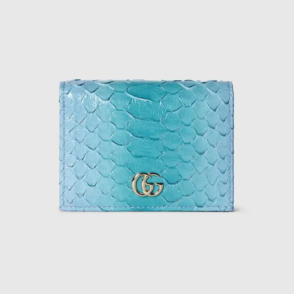 Gucci Gg Marmont Python Card Case Wallet Precious - Blue | Editorialist