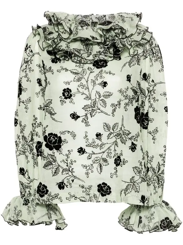 BODE Sweetunia Flocked-floral Blouse