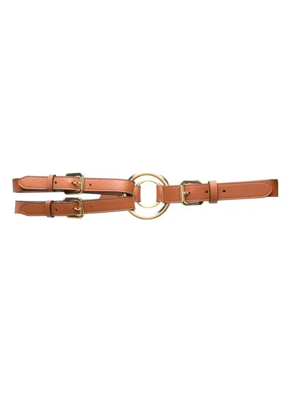 Ralph Lauren Tan Leather Belt with Gold Rings Lauren Ralph Lauren TRI-STRAP O-RING LEATHER BELT - Waist  main image 3