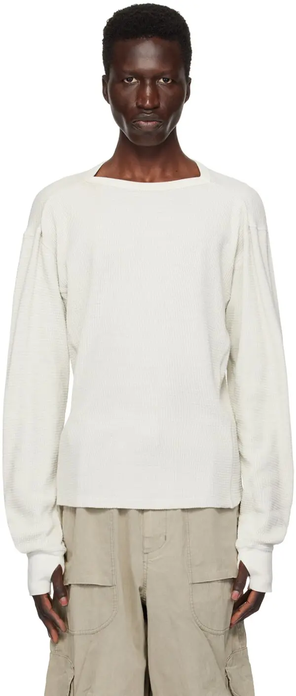 トップス ENTIRE STUDIOS Thermal long sleeve RICE Entire Studios Men's Thermal Waffle Long Sleeve T-Shirt in