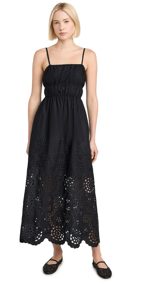 embroidered tank midi dress Sea Celia Embroidery Tank Midi Dress in Sky – Hampden Clothing main image 1