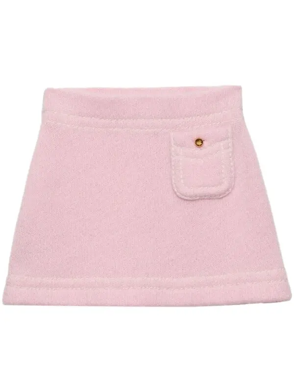 Prada Triangle-logo Cashmere Miniskirt - Pink