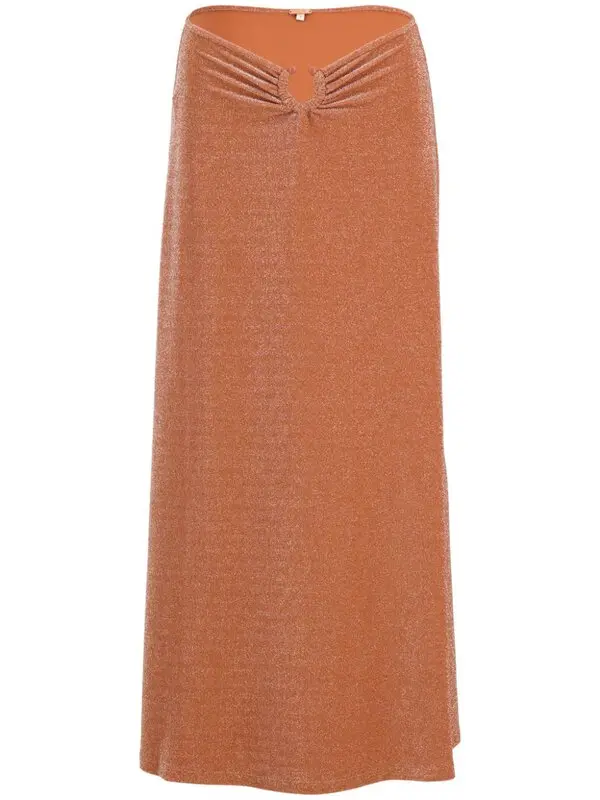Johanna Ortiz Rainstorm Lurex-detail Midi Skirt - Orange