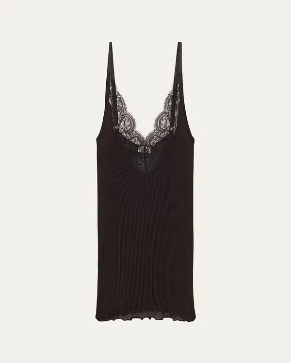 Saint Laurent Ribbed Knit Tank Top - Cuoio Safari