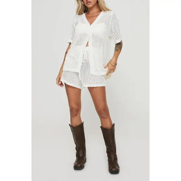 Princess Polly Beach Day Cotton Blend Cardigan And Shorts Set