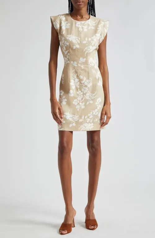 Veronica Beard Rosedale Floral Linen Blend Sheath Dress In Stone Khaki/Off  White - 50% Off | Editorialist