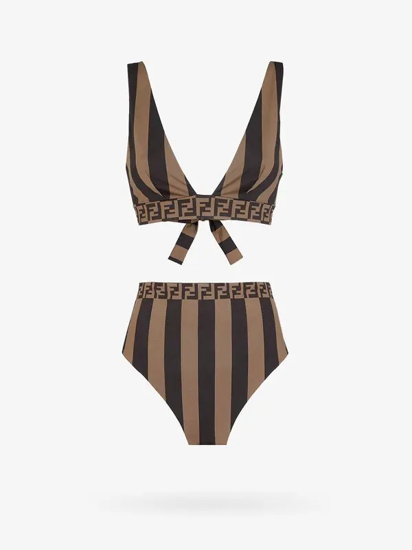 Fendi Lycra® Pequin Bikini Brown Editorialist