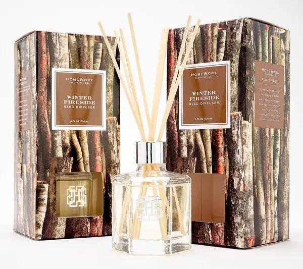 HOMEWORX BY SLATKIN + CO. S/2 Winter Fireside Reed Diffusers