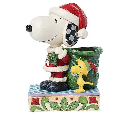 JIM SHORE Peanuts Snoopy Santa And Elf Woods Tock