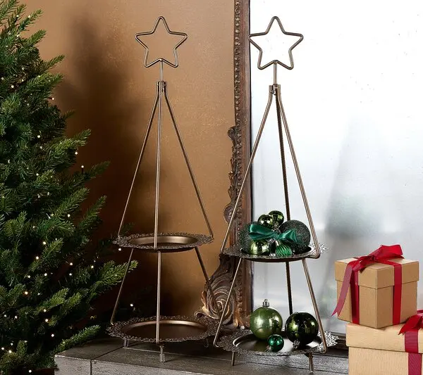 HOME REFLECTIONS S/2 2-tier Metal Tree Display Stands