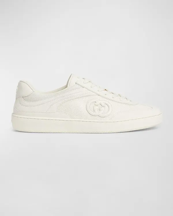 Gucci G75 Canvas And Suede Low-top Sneakers - White