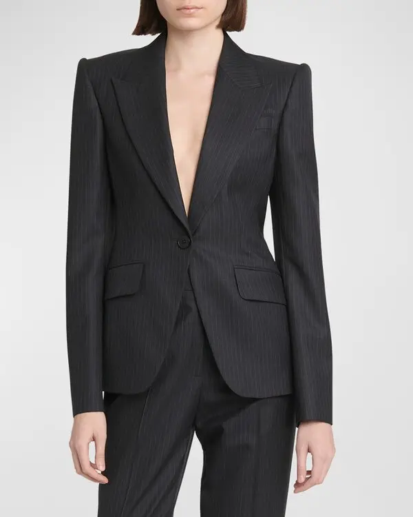Alexander McQueen Seamed Pinstripe Wool Blazer - Grey