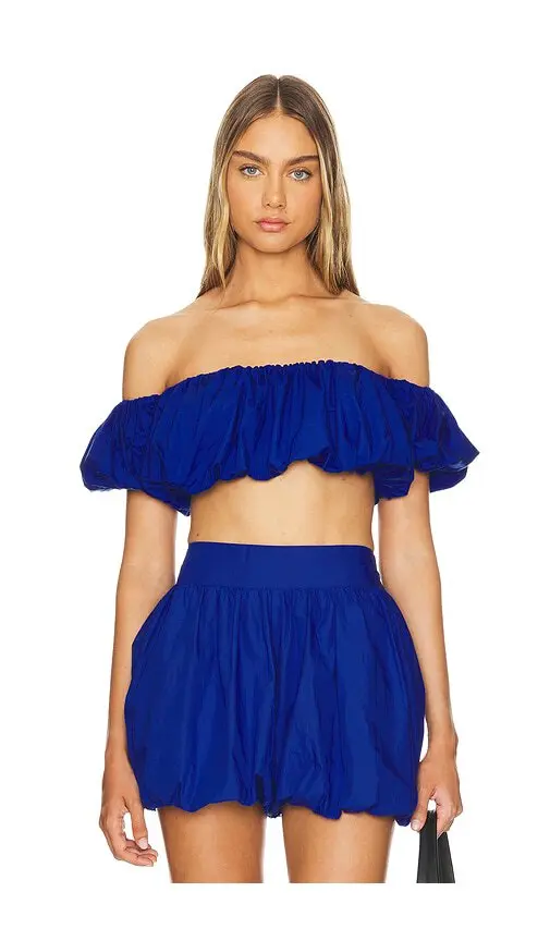 Susana Monaco Puff Sleeve Crop Top