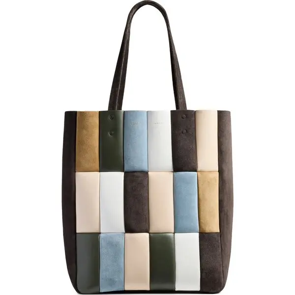 Khaite Zoe Patchwork Panel Tote - Dark Brown Multi