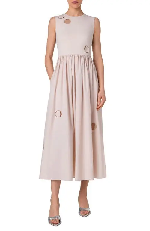 Akris Dot Cutout Mixed Media Midi Dress