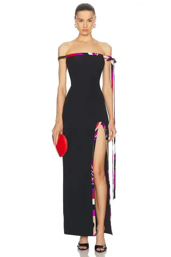 Emilio Pucci Maxi Dress With Slit In Black - Nero | Editorialist