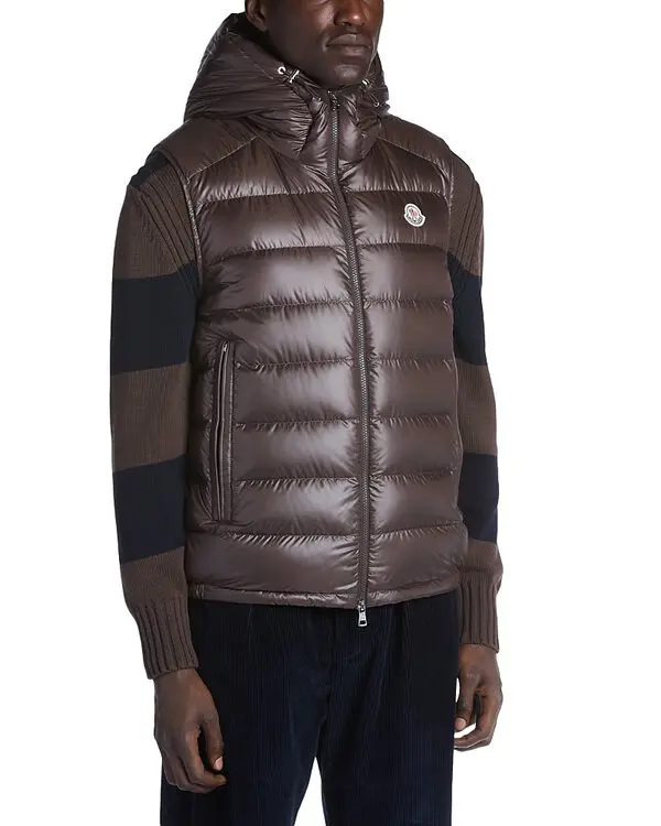 Moncler Barant Hooded Down Vest - Brown