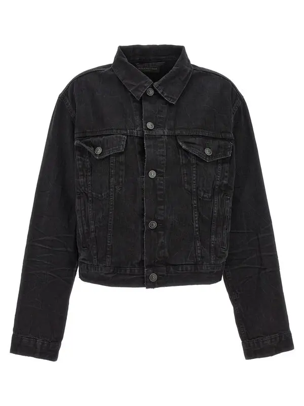 Buy Balenciaga Slim Fit Denim Jacket - Black At 33% Off | Editorialist