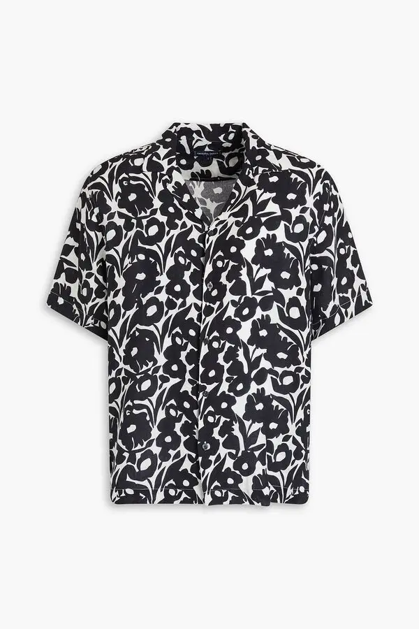 Frescobol Carioca Roberto Floralprint Linen Shirt - Black