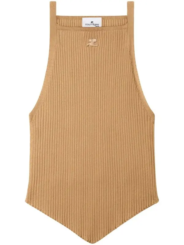 COURREGES Pointy Rib-knit Tank Top - Neutrals