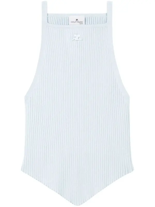 COURREGES Pointy Rib-knit Tank Top - Blue
