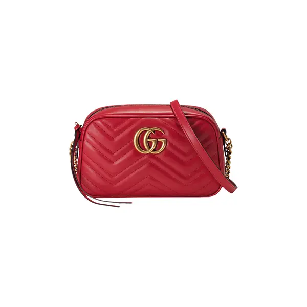 Gucci Gg Marmont Small Matelassé Shoulder Bag - Red