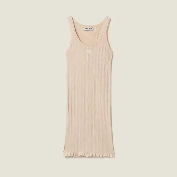 rib knit white dress Sweepstakes Ribbed Knit Side Split Midi Dress White main image 0
