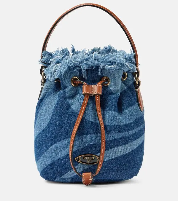 Emilio Pucci Marmo Small Leather-trimmed Bucket Bag