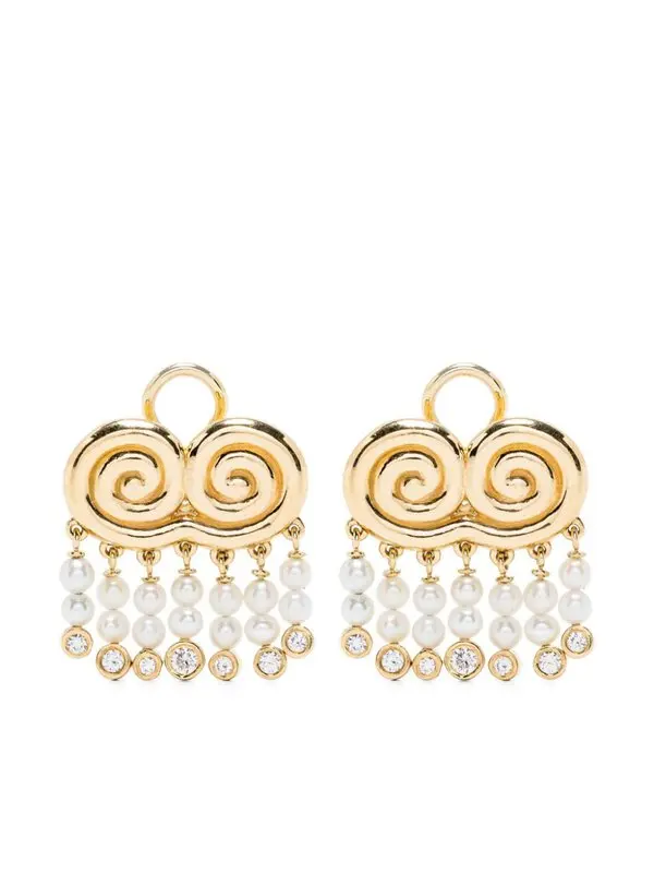 SAUER 18kt Yellow Agni Pearl And Diamond Drop Earrings