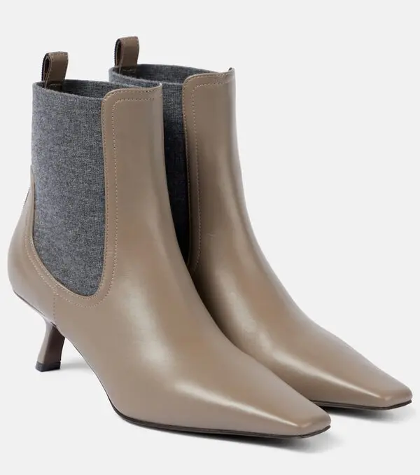 Brunello Cucinelli Leather Ankle Boots - Grey
