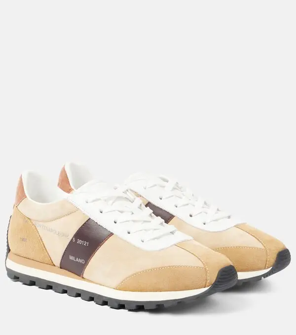 Hogan Leather-trimmed Suede Sneakers - Brown