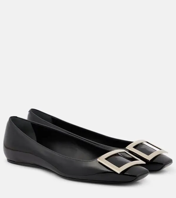 ROGER VIVIER Trompette Patent Leather Ballet Flats - Black