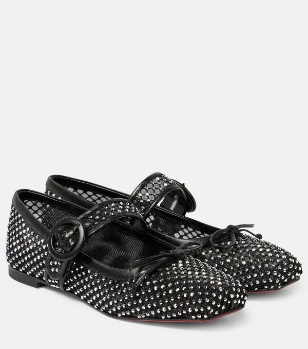 CHRISTIAN LOUBOUTIN Mamastrapitina Embellished Ballet Flats - Black