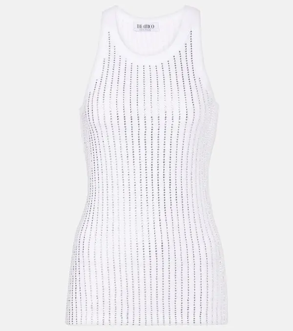 Attico Crystal-embellished Tank Top - White