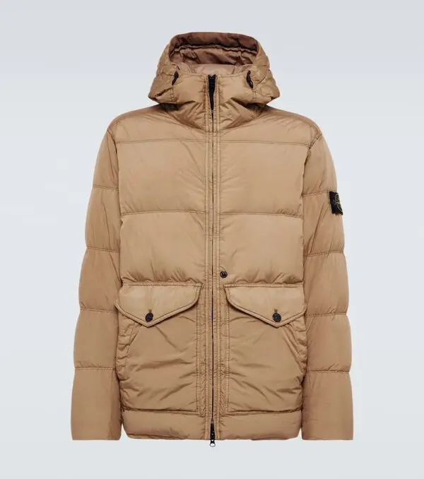Stone Island Compass Quilted Down Jacket In Beige 40% Off