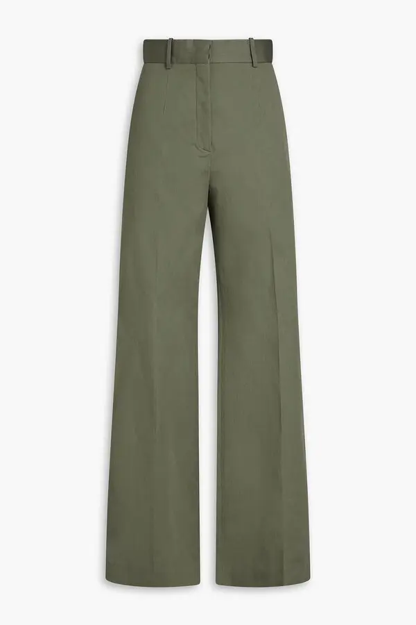 Another Tomorrow Cotton-blend Twill Wide-leg Pants