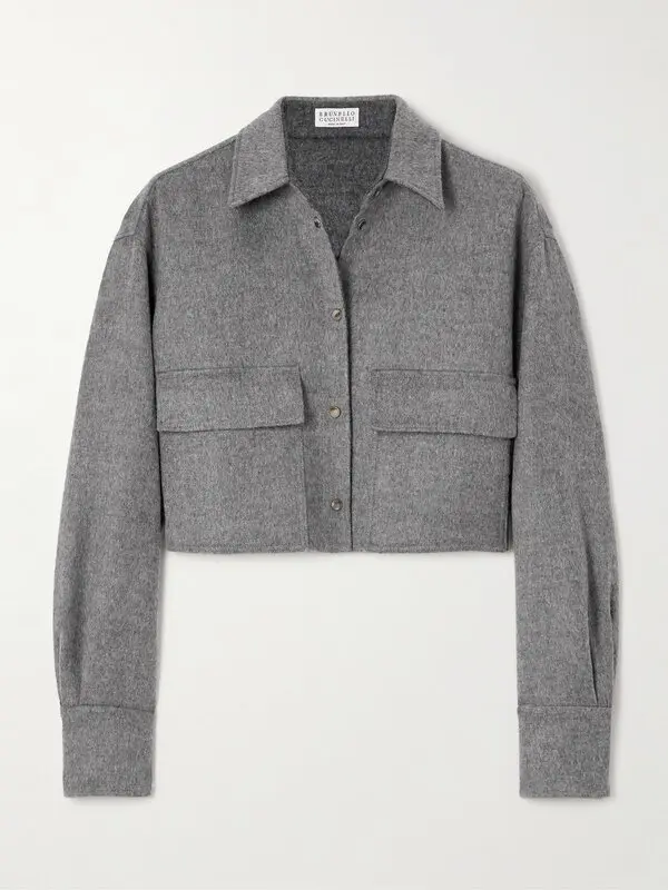 Brunello Cucinelli Cropped Brushed-wool Jacket