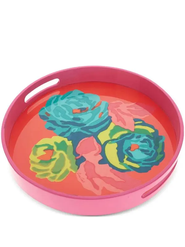 LISA CORTI Nizam Flower Wood Tray - Orange