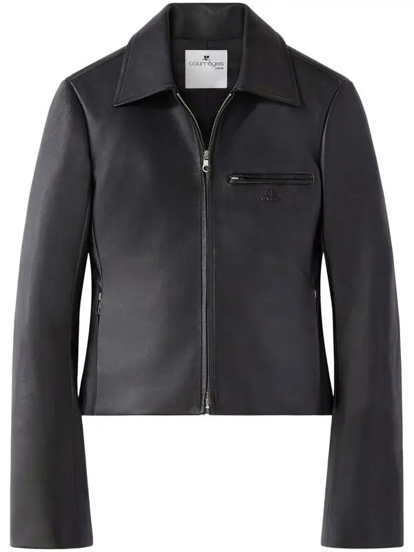 COURREGES Zip-fastening Leather Jacket - Black
