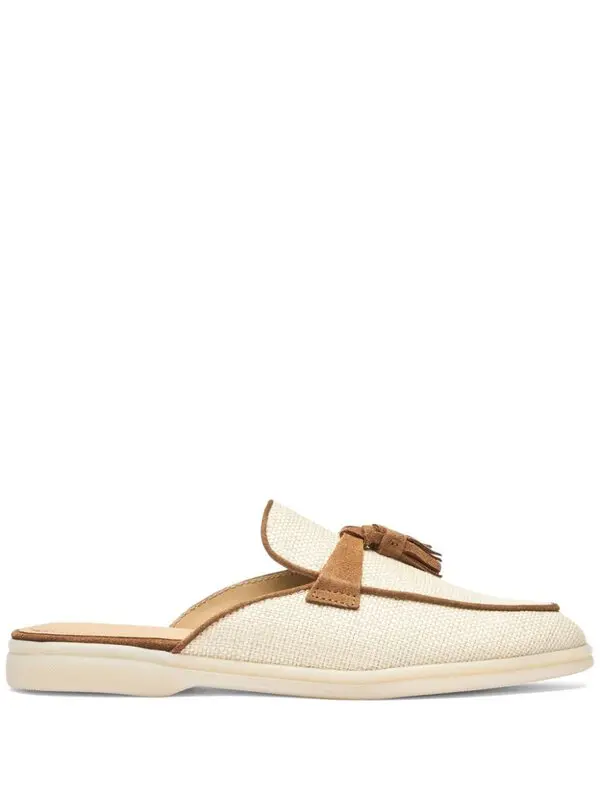 SCAROSSO Lucrezia Raffia Mules - Neutrals