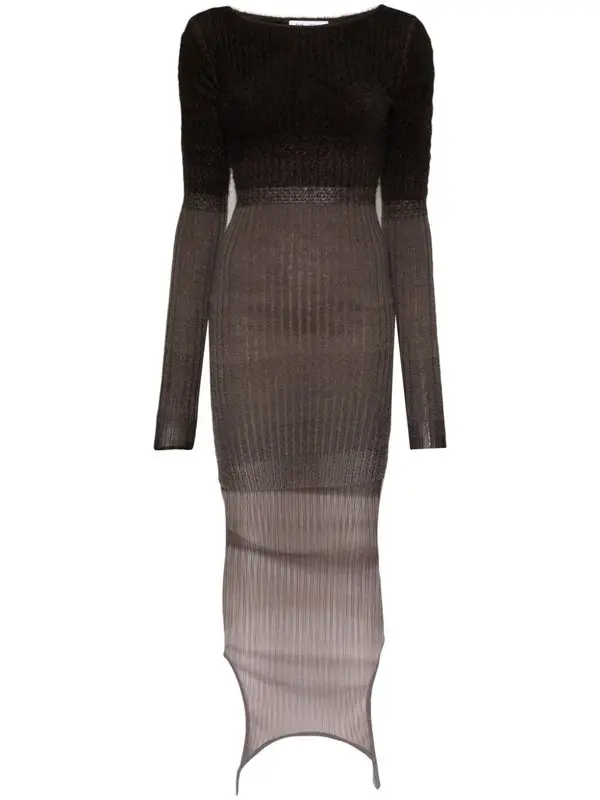 Attico Ombré Ribbed Midi Dress - Brown