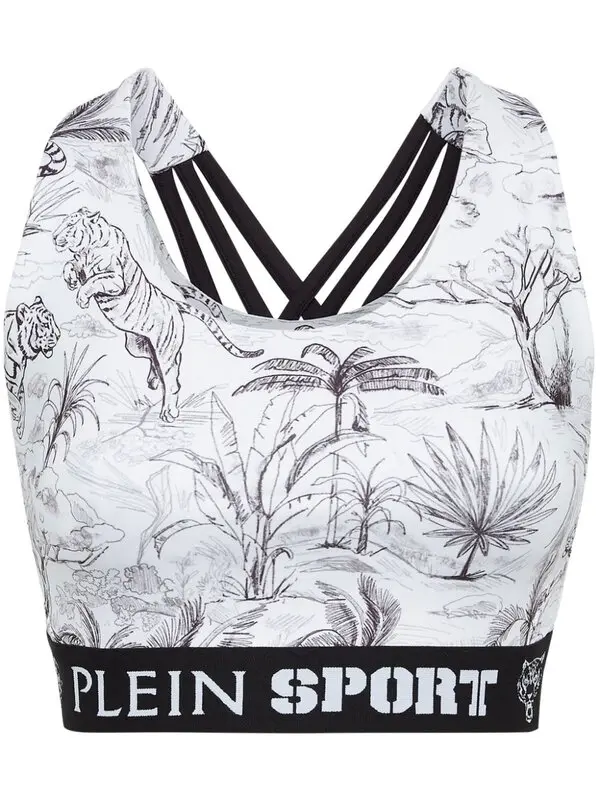 PLEIN SPORT Graphic-print Sports Bra - White