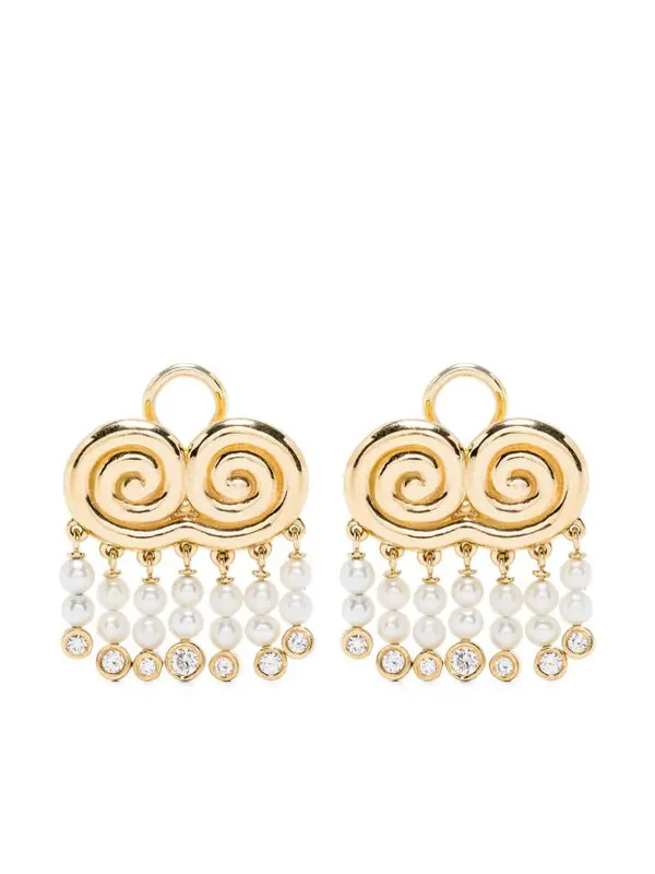 SAUER 18k Yellow Agni Diamond And Pearl Drop Earrings