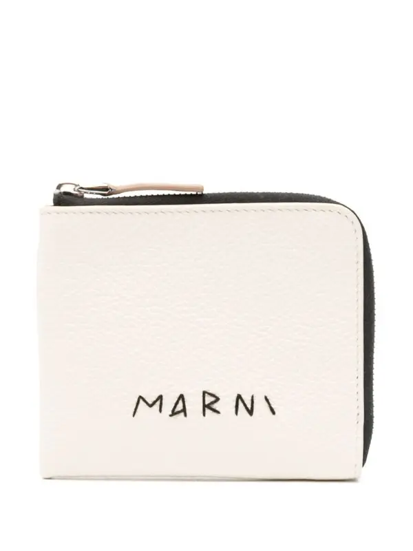Marni Logo-embroidered Leather Wallet - White