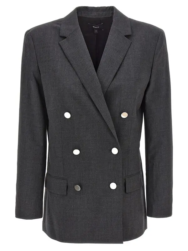 Theory Boxy Wool Blazer - Gray
