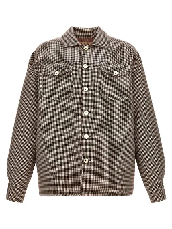 Marni Houndstooth Wool Jacket - Bordeaux