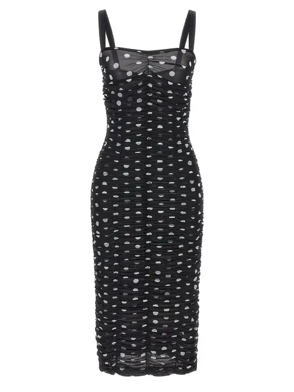 Dolce & Gabbana Mambo Polka Dot Tulle Pencil Dress - White/black